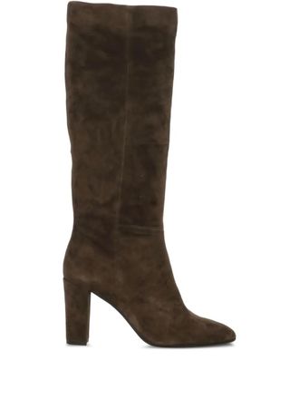 Julie Dee bottes zipp&eacute;es en cuir &agrave; bout rond - Marron