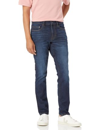 Amazon Essentials Herren Stretchjeans, Skinny-Passform - Auslauffarben, Indigo Waschung, 32W / 32L
