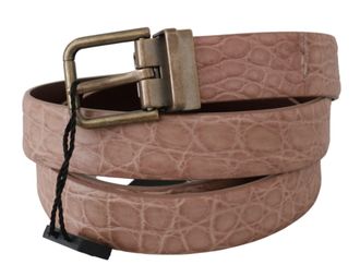 Dolce & Gabbana Mens Beige Exotic Skin Gold Buckle Leather Belt Skins