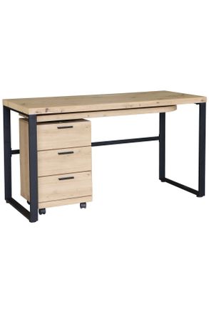 Venda Schreibtisch, Schwarz, Eiche, Metall, 3 Schublade(n) Schubladen, rechteckig, eckig, Flachrohr, 60x76x140 cm, Bsci, ausziehbar, seitenverkehrt montierb