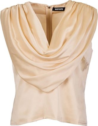 Rotate Rotate Birger Christensen, Femme, Tops, Beige, Taille: 38 FR Chiffon Waterfall Top