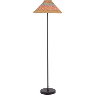 Beliani Beliani - Lampadaire Boho en M&eacute;tal avec Abat-Jour en Papier Naturel Rose Bleu Noir et Beige Kyoga