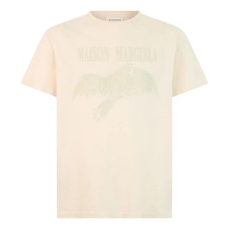 Maison Margiela Logo T-Shirt - - Tops - Herren - Beige - M