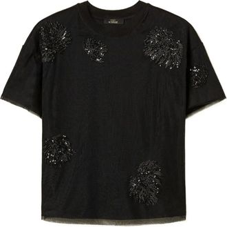 Twin-Set Besticktes T-Shirt - Schwarz