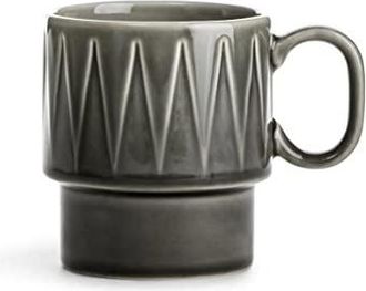Sagaform Coffee & More Kaffeebecher 2-teilig aus Steinzeug in der Farbe Grau 25cl, Ma&szlig;e: 12cm x 8cm x 9cm, 5018371