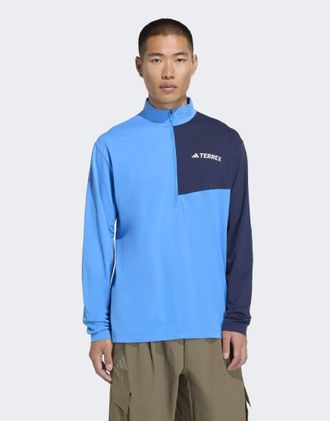 adidas adidas Performance - Terrex Multi Climacool - T-shirt &agrave; manches longues et demi-fermeture &eacute;clair - Bleu rayon