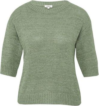 s.Oliver Kurzarmpullover Strickpullover Strickpullover aus B&auml;ndchengarn mit 3/4-&Auml;rmeln