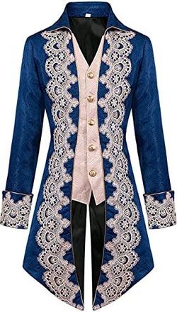 Generic 2024 Veste Queue De Pie Longue Homme Style Victorien Veste M&eacute;Di&eacute;Vale Vintage Longues &agrave; Col Montant Veste Steampunk Manteaux Manches Longues Costume Co