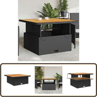 vidaXL Gartentisch Schwarz 110x110x71 cm Poly Rattan und Akazienholz - Esszimmertisch - Gartentisch - Outdoortisch - Terrassenmöbel - Loungetisch