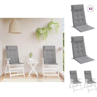 vidaXL Hochlehner-Auflagen 2 Stk. Grau Oxford-Gewebe - Hochlehner Auflagen - Gartenstuhlkissen - Outdoor Kissen - Sitzkissen - Wasserabweisende Kissen