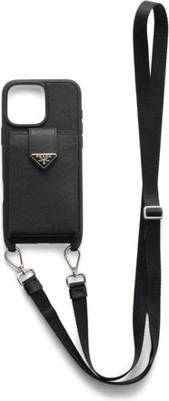 Prada étui diPhone 16 Pro Max à bride détachable - Noir