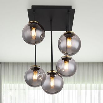 Globo Lighting home24 Deckenleuchte Jorge Typ B 26 x 38 x 26cm Schwarz/Durchsichtig Glasart: Farbglas Material: Glas, Metall Metallart: Messing, Eisen Oberfl&auml;che