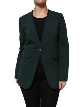 Maison Margiela Womens Green Single Breasted One Button Coat Jacket Polyester Clothing