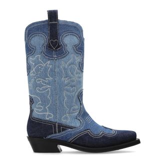 Ganni Femme, Chaussures, Bleu, Taille: 37 EU Bottines &agrave; Talon en Denim