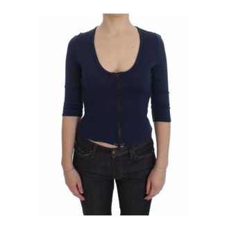 Exte Blaue ZipUp Bluse Elegantes Design - - Tops - Damen - Blau - S