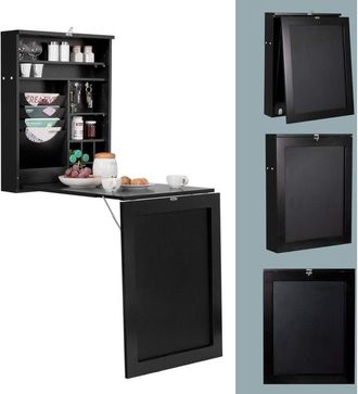 Costway Costway - Wandtisch klappbar mit Tafel Wandklapptisch Esstisch wandmontage Schwarz
