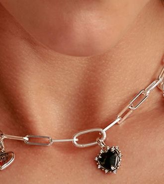 Thomas Sabo pendentif charm coeur vintage noir connect argent en noir, argent, blanc-Argent&eacute;