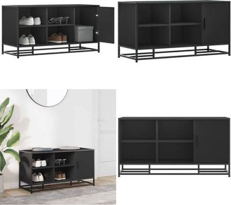 vidaXL Schuhbank Schwarz 100x40x53,5 cm Holzwerkstoff und Metall - Vidaxl