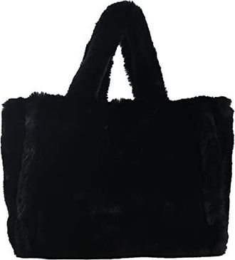 Generic Sac &agrave; main dhiver pour femme Grande capacit&eacute; Couleur unie Simple Sac &agrave; main en peluche pour femme Sac &agrave; bandouli&egrave;re, Noir, Taille unique