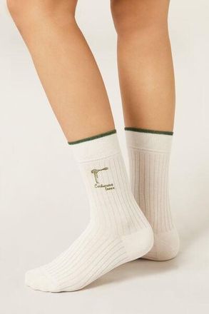 Calzedonia Socken Mit Stickerei Italian Style Wei&szlig;