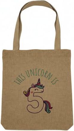 Fabulous Sac Shopping Tote Bag Aspect Lin - This Unicorn is 5 Celebration Birthday Party Gift Magical Fantasy - Sac de Courses Toile Epaisse 360g Beige Naturel