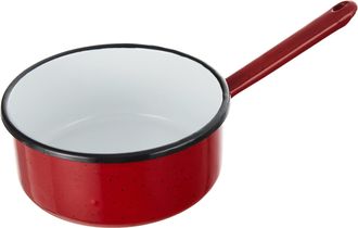 Ibili Stielkasserolle Promo 16 cm aus emailliertem Stahl in rot/weiß