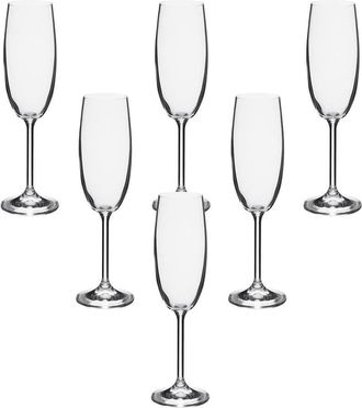 Bohemia Design Crystal Nathalie Set Kelche Flûte,Glas, Transparent, 19 cl, 6 Stück