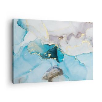 Arttor Bilder auf Leinwand Marmor Modern Blau Leinwandbild mit Rahmen 70x50cm Wandbilder Dekoration Wohnzimmer Schlafzimmer Küche Deko Klein Wanddeko Bild Wa