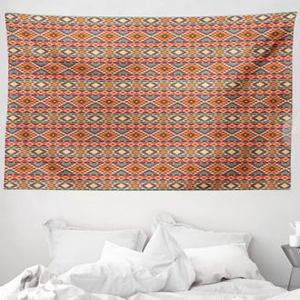 Abakuhaus Aztekenmuster Wandteppich und Tagesdecke, Peru Folk Pastellmotive aus Weiches Mikrofaser Stoff Waschbar ohne Verblassen Digitaldruck, 230 x 140 cm, Or