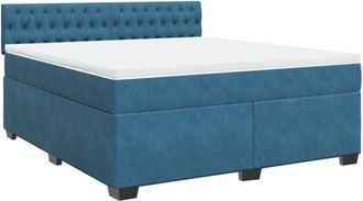 vidaXL Vidaxl - Boxspringbett mit Matratze Blau 180x200 cm Samt