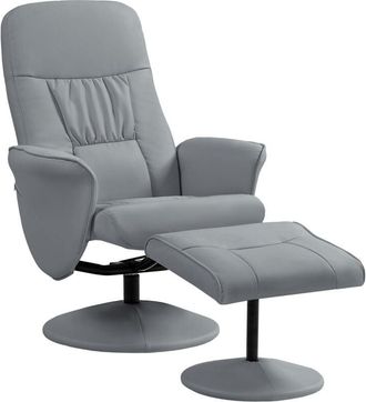 HOMCOM Fauteuil relax inclinable pivotant style contemporain avec repose-pied revêtement synthétique gris