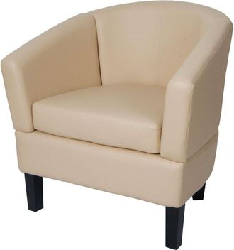 Hhg Lounge-Sessel HHG 864, Sessel Clubsessel Cocktailsessel, MVG-zertifiziert Kunstleder creme