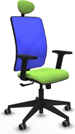 Piqueras y Crespo Stuhl mit 2D-Armlehnen, h&ouml;henverstellbare Lendenwirbelst&uuml;tze und festes Kopfteil, ausgestattet mit 3 Positionen und Schneidschaum, Blau/Pistazie