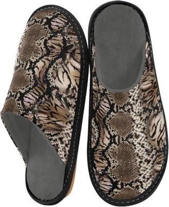 HMZXZ Pantoufles à imprimé léopard peau de serpent pour homme et femme, motif animal abstrait, pantoufles dintérieur pour la maison, la chambre à coucher, l