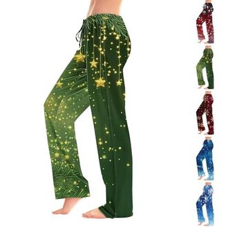 Generic HUIFUAO Pantalon de pyjama de No&euml;l unisexe pour homme et femme - Motif flocon de neige amusant - Motif sapin de No&euml;l - Pantalon de pyjama assorti - Gr