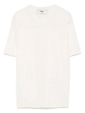 Fendi t-shirt à monogramme FF en jacquard - Blanc
