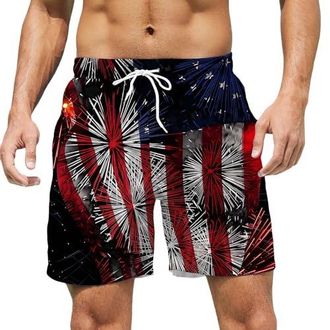 Generic Short de bain d&eacute;t&eacute; pour homme - Pantalon de plage d&eacute;contract&eacute; et tendance - Confortable - Vacances am&eacute;ricaines - Pantalon l&eacute;ger, Noir, 3XL