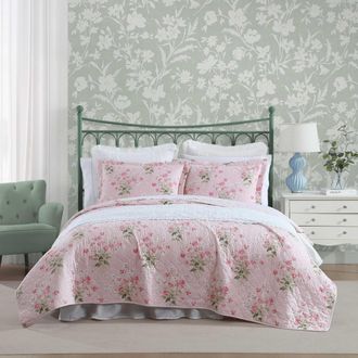 Laura Ashley Bettw&auml;sche-Set f&uuml;r Queensize-Betten, wendbar, Premium-Bettw&auml;sche mit passenden Kissenbez&uuml;gen, luxuri&ouml;s weiches Blumenmuster, Heimdekoration (Veronicas