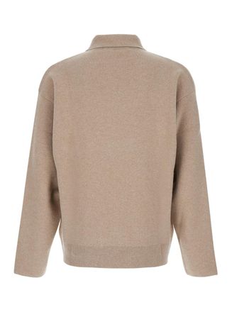 Jacquemus Mens Beige Wool Sweater With Polo Collar Top