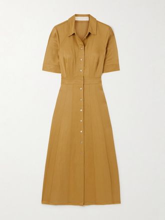 Ulla Johnson Vallis Midi-hemdblusenkleid Aus Twill Aus Einer Lyocell-mischung - Braun