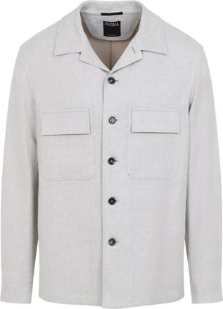 Ermenegildo Zegna Homme, Vestes, Beige, Taille: M Linen Shirt