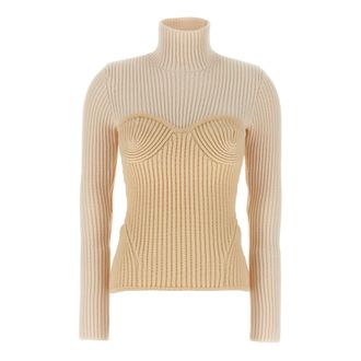 Jean Paul Gaultier Femme, Pulls, Beige, Taille: 38 FR Pull Corset