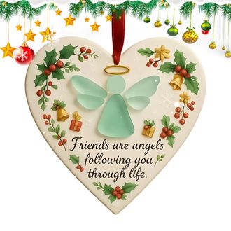 Generico Freundschafts-Anhänger in Herzform, Dekoration für Zuhause, für Thanksgiving, Geburtstag und Feiertage, für Winter, Party, Urlaub, Reisen, Leseklub