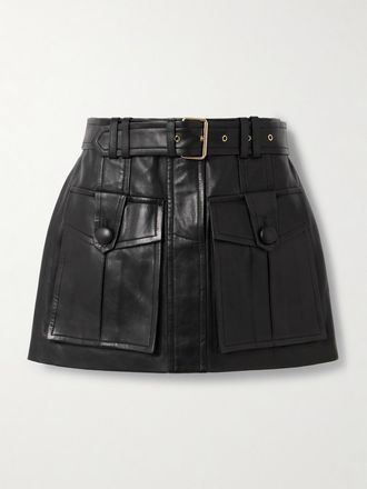 Balmain Mini-jupe En Cuir À Ceinture - Noir