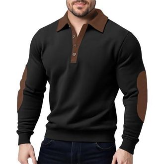 Generic Polo &agrave; manches longues pour homme - T-shirt de golf color&eacute; - Grande taille - T-shirts de sport confortables - Col &agrave; revers - Hauts d&eacute;contract&eacute;s &agrave; port
