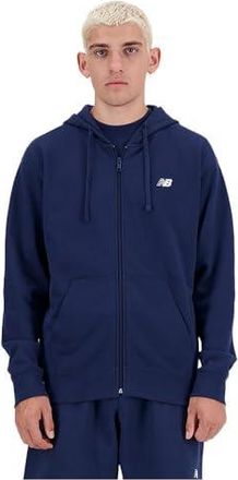 New Balance Stacked Logo French Terry Full Zip Hoodie - Athletic Grey, Nny Navy, Medium-Large