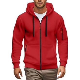 Generic Veste de sport légère à manches longues avec poches zippées pour homme 2024 - Manteau polaire à capuche pour lautomne et lhiver - Hauts décontractés (