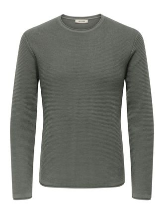 Only & Sons Herren Pullover ONSERIC REG 12 STRUC Crew Knit - Regular Fit S-XXL, Größe:XXL, Farbe:22029952 Castor Gray