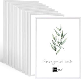 Bildershop-24 10x Kunststoffrahmen modern Bilderrahmen, (15 X 21 cm) DIN A5 weiß, inkl. Tischaufsteller