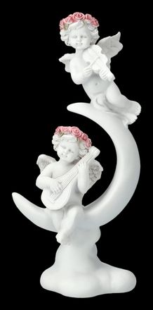 Generic Engel Figur Putten musizieren auf Mond | Cherub 18,5 cm